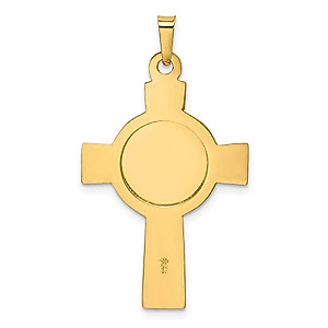 Solid 14k Yellow Gold Cross Catholic Patron Saint Jude Medal Pendant Charm - 37mm x 21mm