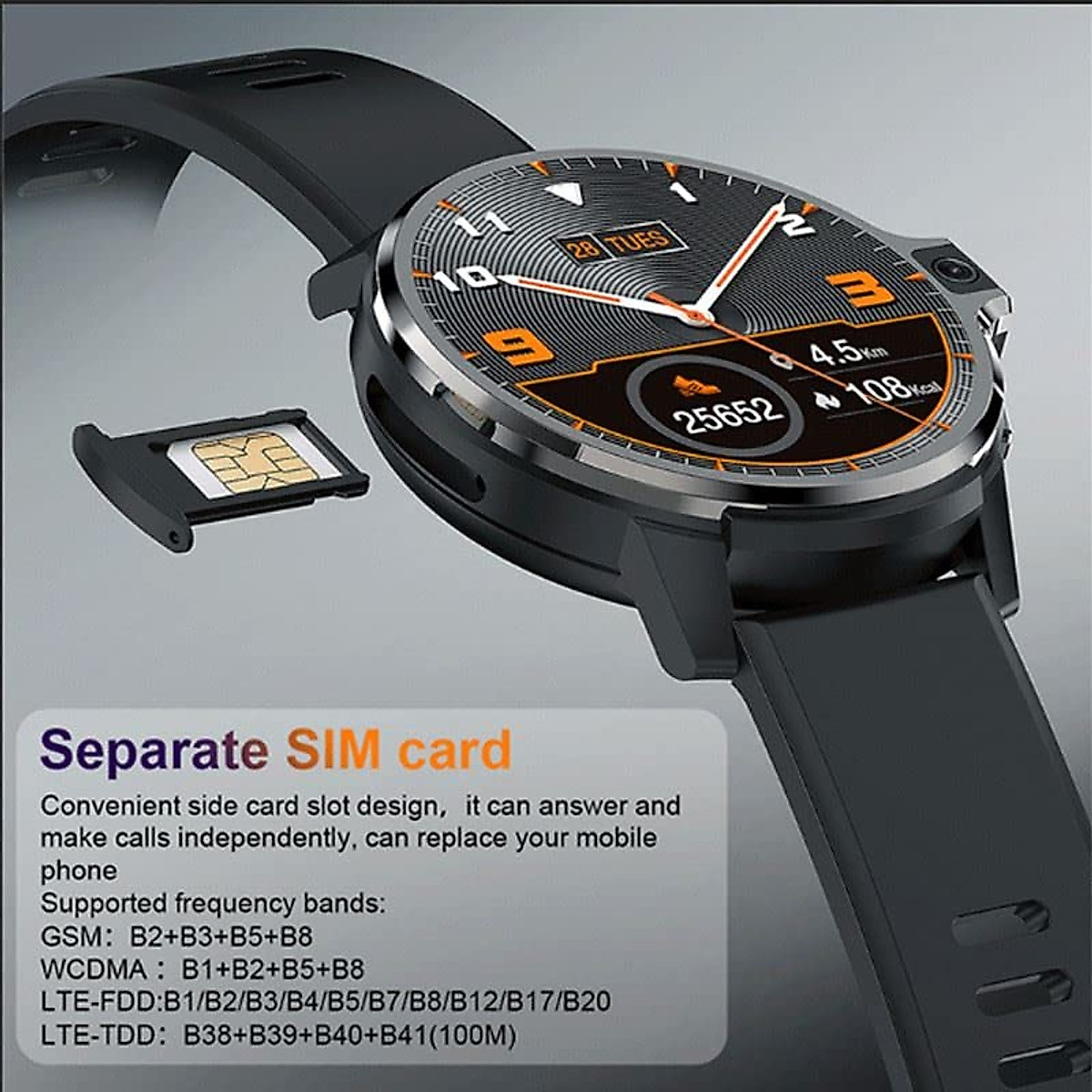 Dual System Android 9.1 Smart Watch 1GB+16GB 4G GPS WiFi Smart Watch Men Smartwatch with Camera Sim Supported