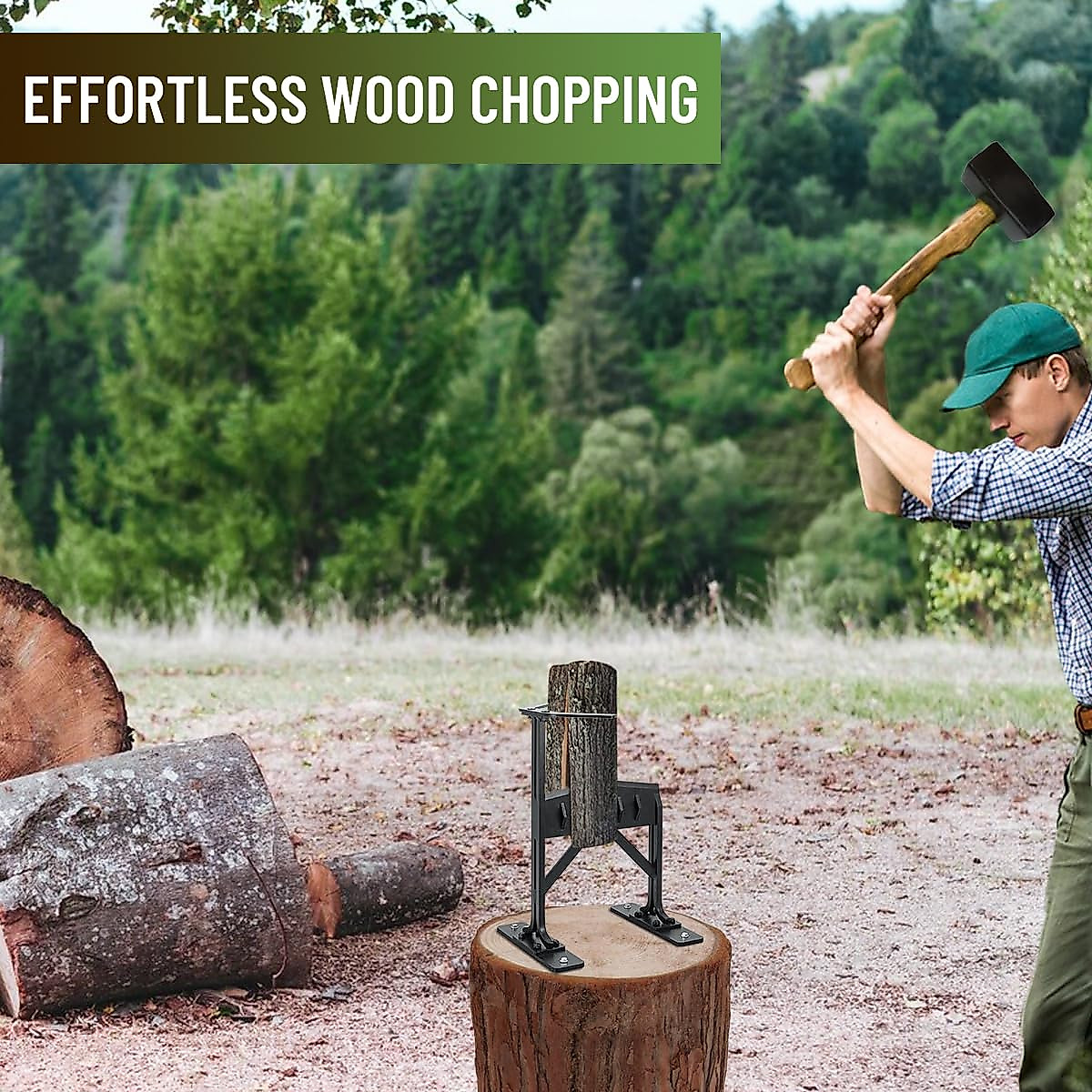 KONYINZAO Firewood Kindling Splitter, XXL Manual Log Splitter Wedge, Open Top Ring Design, Sharpen Alloy Steel Opening, Heavy Duty Wood Cracker for Camping, Outdoors & Cabin Lifestyle