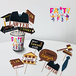 Maicaiffe Lawyer Graduation Party Photo Booth Props - 30 Pcs Congrats Lawyer Selfie Props Favors Supplies - Law School Graduation Party Centerpiece Sticks - Graduation Party Decorations