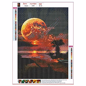HAPPIShare DIY 5D Diamond Painting Kit, Full Diamond Seaside Moon Beach Embroidery Rhinestone Cross Stitch Arts Craft Supply for Home Wall Decor