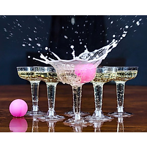 Party Pong™ Ultimate Upmarket Beer Pong Drinking Game with 12 Plastic Champagne Glasses and 4 Ping Pong Balls