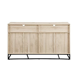 Walker Edison Bristol Angled 4 Door-Sideboard for TVs up to 65 Inches, 58 Inch, Birch