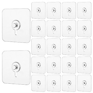 Dimeho 20Pcs Heavy Duty Single Nail Free Picture Hangers without Nails Adhesive Hooks Wall Hangers No Damage Wall Hooks Hanging Reusable Screw Free Sticker for Kitchen Bathroom Home Office Key