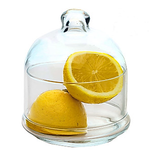 The Buybox Multipurpose Glass Container Avocado, Onion, Tomato, and Lemon Keeper Saver Holder Container, Fruit, Butter Citrus Mini Containers for Fridge, Pepper and Sold Cellar with Lid (Medium)