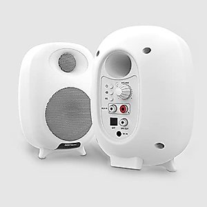 BESTISAN SR06 Bluetooth Bookshelf Speakers with 3 inch Woofer, Powered Studio Speakers for Record Player, Turntable, Desktops with Optical/RCA inputs, White, 60W
