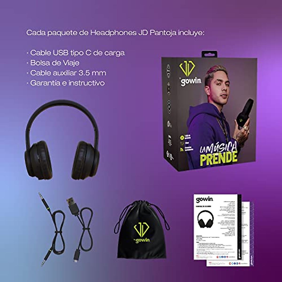 GOWIN JD Pantoja Headphones Bluetooth (Black/Green)