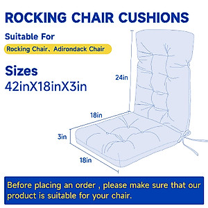 ROFIELTY Rocking Chair Cushions. 42x18 Inch Double Non-Slip Chair Cushions for Rocking Chairs Indoors/Outdoors, Tufted Fine Adirondack Chair Cushion. (Cream)
