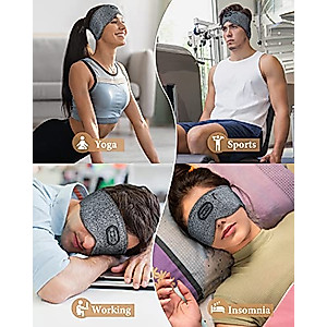 Sleep Headphones Bluetooth Sleeping Headband: 10Hrs Wireless Music Eye Mask with Soft Cozy Earbuds Comfortable Earphones for Side Sleepers (Small Size(C: 20"-22"))
