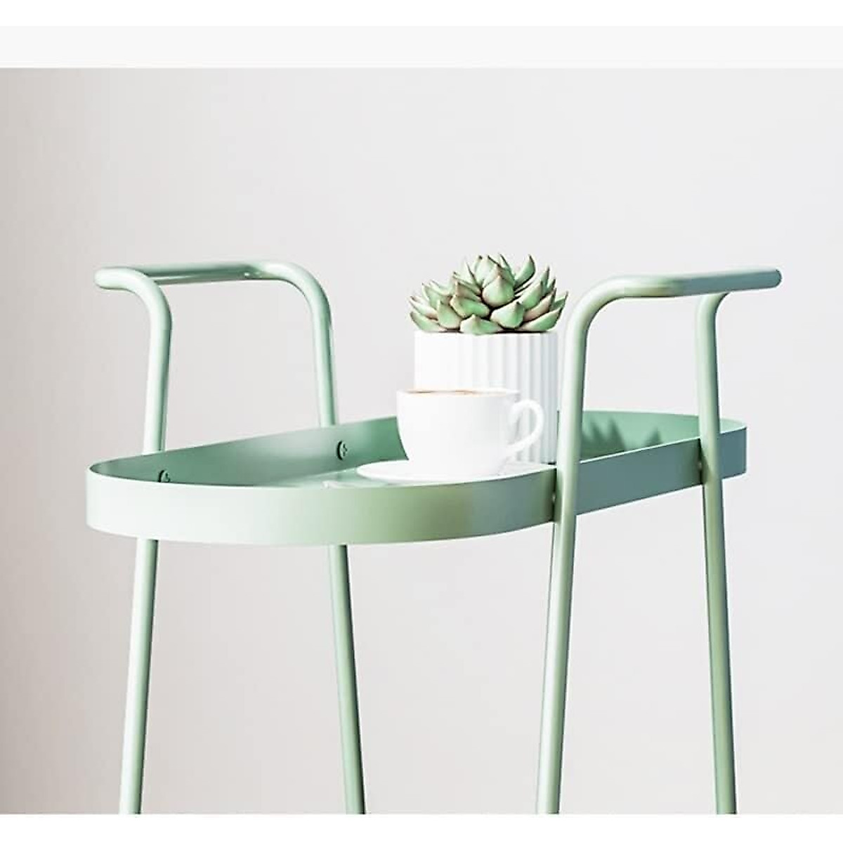 Rolling Cart Trolley Carts With Wheels Office 2 Tier Iron Rolling Cart With Wheels Living Room Sofa Side Home Balcony Movable Push Kitchen Storage Rack Cart Kitchen Utility Cart Dorm Room Essentials (