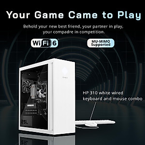 HP OMEN 25L Gaming Desktop, AMD Ryzen 5 5600G, 16GB DDR4 RAM, 512GB PCIe SSD + 1TB HDD, NVIDIA GeForce GTX 1660 Super 6G GDDR6, Win 11 Pro, White, 32GB Hotface USB Card