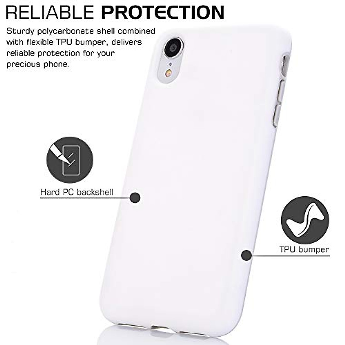 BAISRKE Case for iPhone XR, Hybrid Heavy Duty Protection Case Hard Plastic & Soft TPU Sturdy Shockproof Armor High Impact Resistant Cover for iPhone XR [White]
