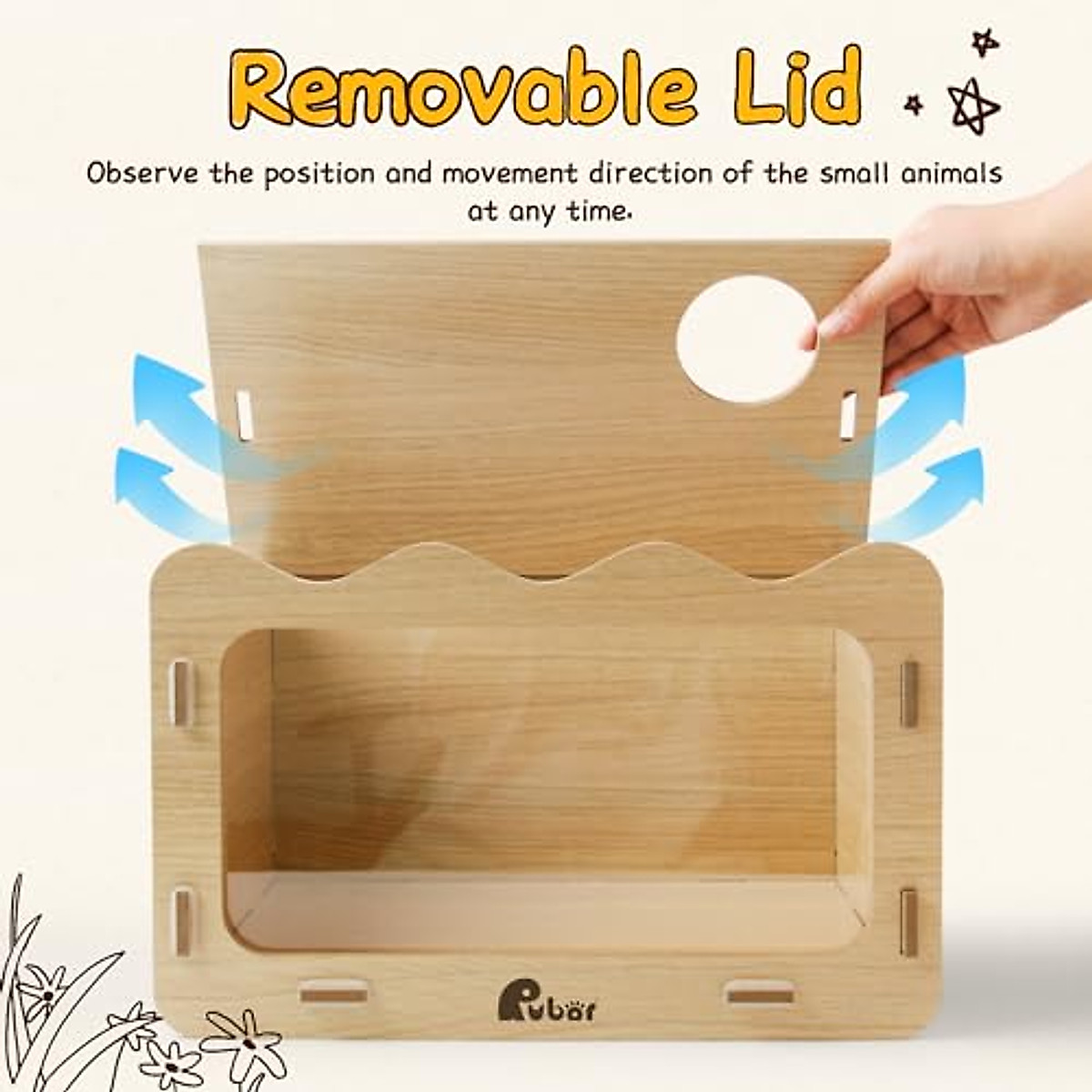 Rubor Hamster Digging Box Syrian Visible Hideout and Exploration House with Acrylic Transparent Board for Dwarf Gerbils Mice Degus or Other Small Pets