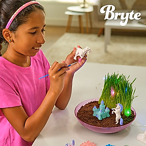 Bryte Light Up Unicorn Terrarium Kit for Kids - Grow Plant, Castle, Paint Set, Crystal Rock, Fairy Garden Lights, Arts & Crafts, STEM Activities, Birthday Gifts, Toys for Girls Aged 4 –12 yrs