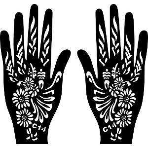 Kotbs 18 Sheets Temporary Tattoo Stencils, Indian Arabian Henna Tattoo Stencils, Glitter Airbrush Tattoo Stickers for Women Boys Girls Hand Body Art