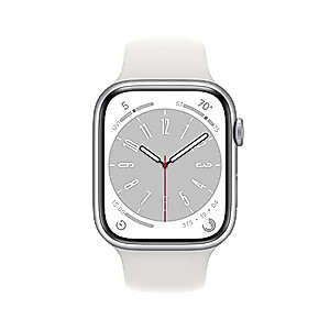Apple Watch Series 8 [GPS, 45mm] - Silver Aluminum Case with White Sport Band, S/M (Renewed)