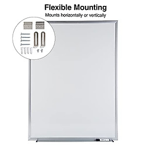 Staples 1682304 Porcelain Magnetic Whiteboard Silver Aluminum Frame 4-Ft W X 3-Ft H