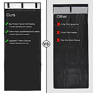 ROSROSE Table Leaf Storage Bag Padded 2 Pack, Heavy Duty Dining Table Leaf Bag, Extra Thick Flannel Backing Dining Table Cover Protector, 51" Lx24''W, Water-Resistant Scratch Resistant, Black