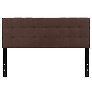 Flash Furniture Bedford Tufted Upholstered Queen Size Headboard in Dark Brown Fabric