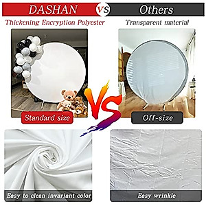 DASHAN White Round Backdrop Cover 7.2x7.2ft Polyester Pure White Birthday Party Photography Background Banquet Press Conference Performance Cake Table Decor for Adult Kids Portrait Photo Studio Props