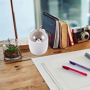 Veemoon Kitchen Trash Bin Table Trash Can Mini Wastebasket Cartoon Bear Design Compost Bin Easy Clean Countertop Plastic Garbage Can for Bathroom Vanity Countertop Grey Recycling Bins Trash Bin