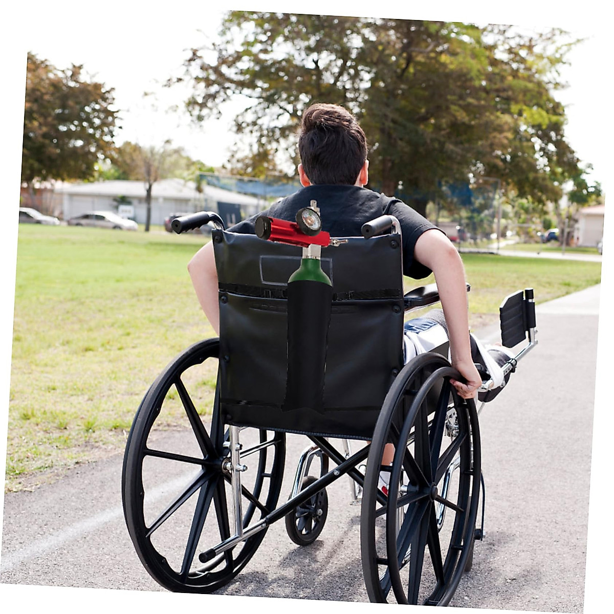 ERINGOGO 2 Pcs Oxygen Cylinder Buggy Bag Oxygen Cylinder Holder Oxygen Tank Holder for E Oxygen Tanks Adjustable Stand Mesh Backpack Oxygen Tank Pouch Handbag 600d Oxford Cloth Wheelchair