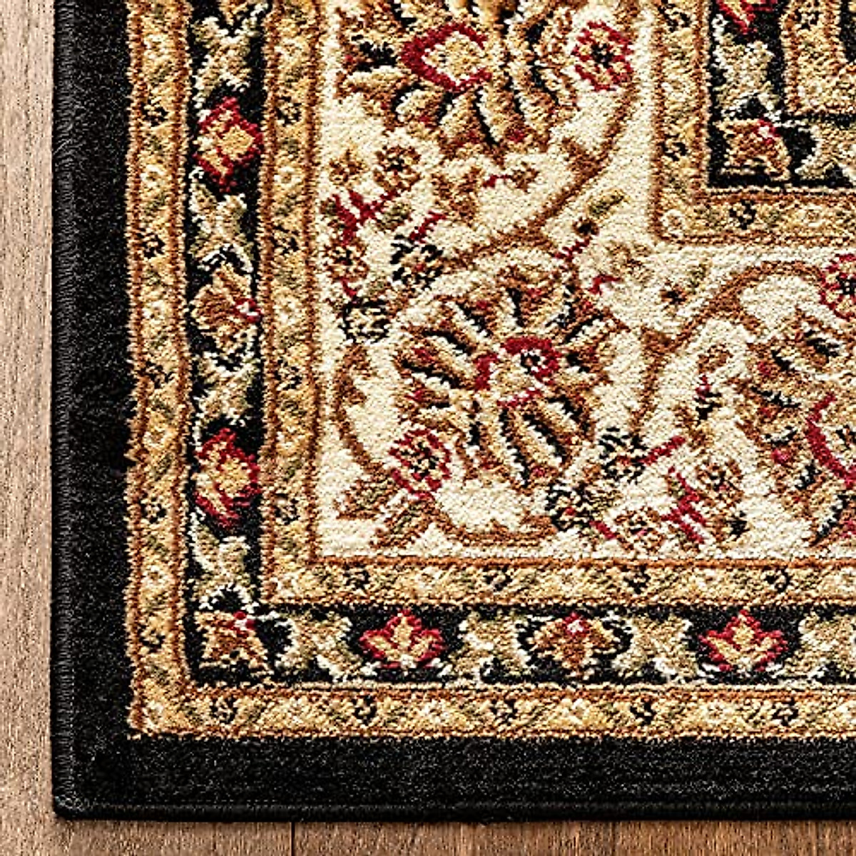 Noble Sarouk Black Persian Floral Oriental Formal Traditional Rug 3x10 ( 2'7" x 9'6" Runner ) Easy to Clean Stain Fade Resistant Shed Free Modern Contemporary Transitional Soft Living Dining Room Rug