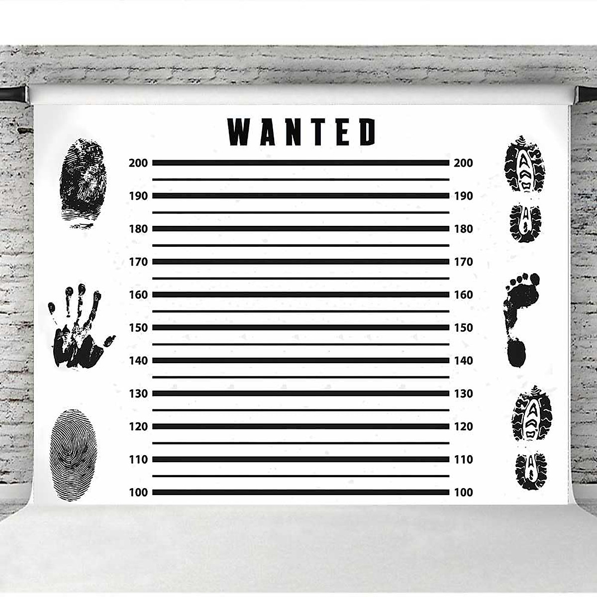 EMTOBT 7x5ft Detective Photography Backdrop Police Station Black Height Line Mugshot Suspect Fingerprint Clues Evidence Lead Register Mystical Party Background Photo Props BJDJEM0085