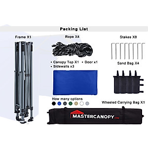 MASTERCANOPY Pop up 10x10 Canopy Tent with Awning and Sidewalls, Blue