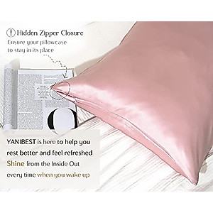 YANIBEST Silk Pillowcase for Hair and Skin - 600 Thread Count 100% Mulberry Silk Bed Pillowcase with Hidden Zipper, Queen Size Pillow Case Blush Pink