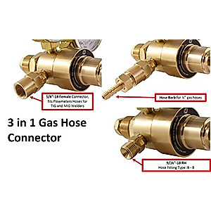 Industrial Argon Regulator/Flowmeter Gauges for MIG and TIG Welders + 5 Feet Hose - SÜA