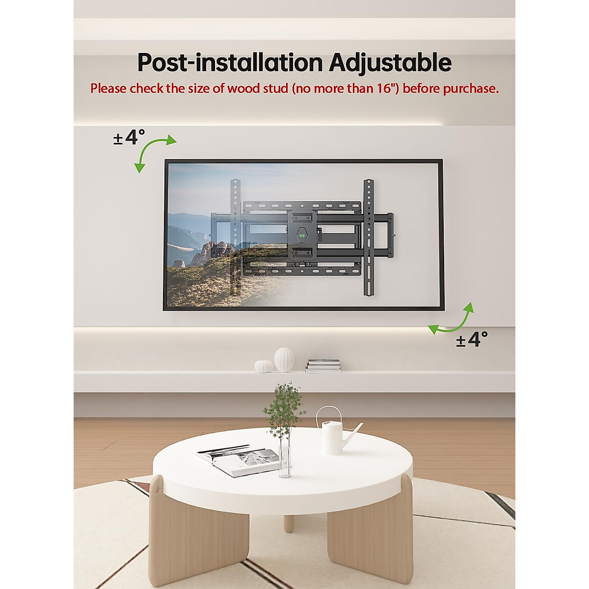 USX MOUNT Full Motion TV Wall Mount for Most 47-84 inch Flat Screen/LED/4K TV, TV Mount Bracket Dual Swivel Articulating Tilt 6 Arms, Max VESA 600x400mm, Holds up to 132lbs, Fits 8” 12” 16" Wood Studs