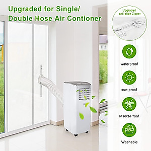 REDTRON 90 x 210CM Zipper Screen Door Seal for Portable Air Conditioner, Air Exchange Guards with Zipper for Tumble Dryers and Exhaust Dryers, AirLock for Attaching to Doors, No Need Drilling Holes