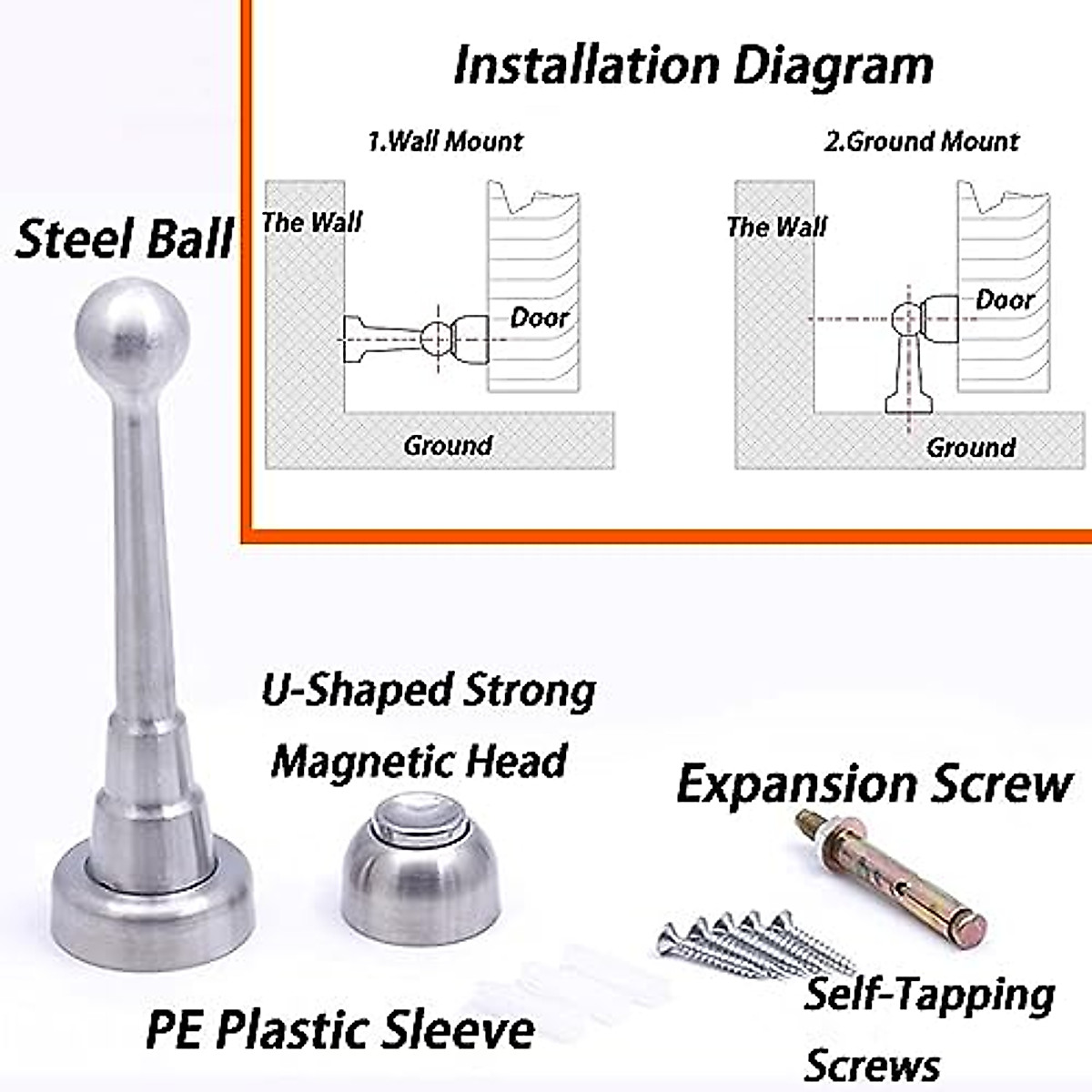 Zhi Jin 1Pc Door Stopper Stainless Steel Magnetic Door Stop Floor Door Catch Security Doorstop Holder Bumper