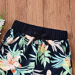 Aalizzwell Toddler Little Boys Girls Summer Outfits Hawaiian Floral T-Shirt Shorts Set Beach Clothes (Black, 3T)