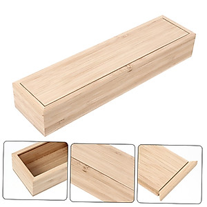 FELTECHELECTR 1pc Box Bamboo Rectangular Meal Silverware Organizer with Lid Camping Cutlery Organizer Expandable Cutlery Tray Travel Cutlery Bamboo Tableware Holder Work - Wooden Brush