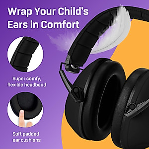 VANDERFIELDS Noise Cancelling Headphones for Kids, Age 3-16, Certified 27dB Noise Reduction, Sound Cancelling Safety Ear Muffs, Adjustable Size, Kids Ear Protection Events, Concerts, Fireworks, Autism