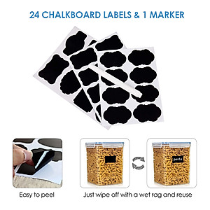 Vtopmart Food Storage Containers 2.5L / 84.5oz, 4 Pieces BPA Free Plastic Airtight Canister for Flour, Sugar, Baking Supplies, with 4 Measuring Cups and 24 Labels, Blue