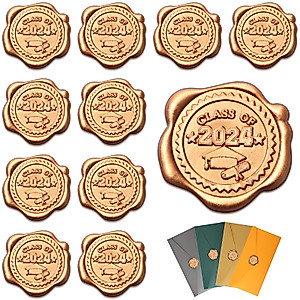 50 Pcs End of The School Year Wax Seal Stickers Envelope Seals Cap Diploma Certificate Seals Class of 2024 Congrats Grad Certificate Graduation Stickers for Envelopes Certificates Award