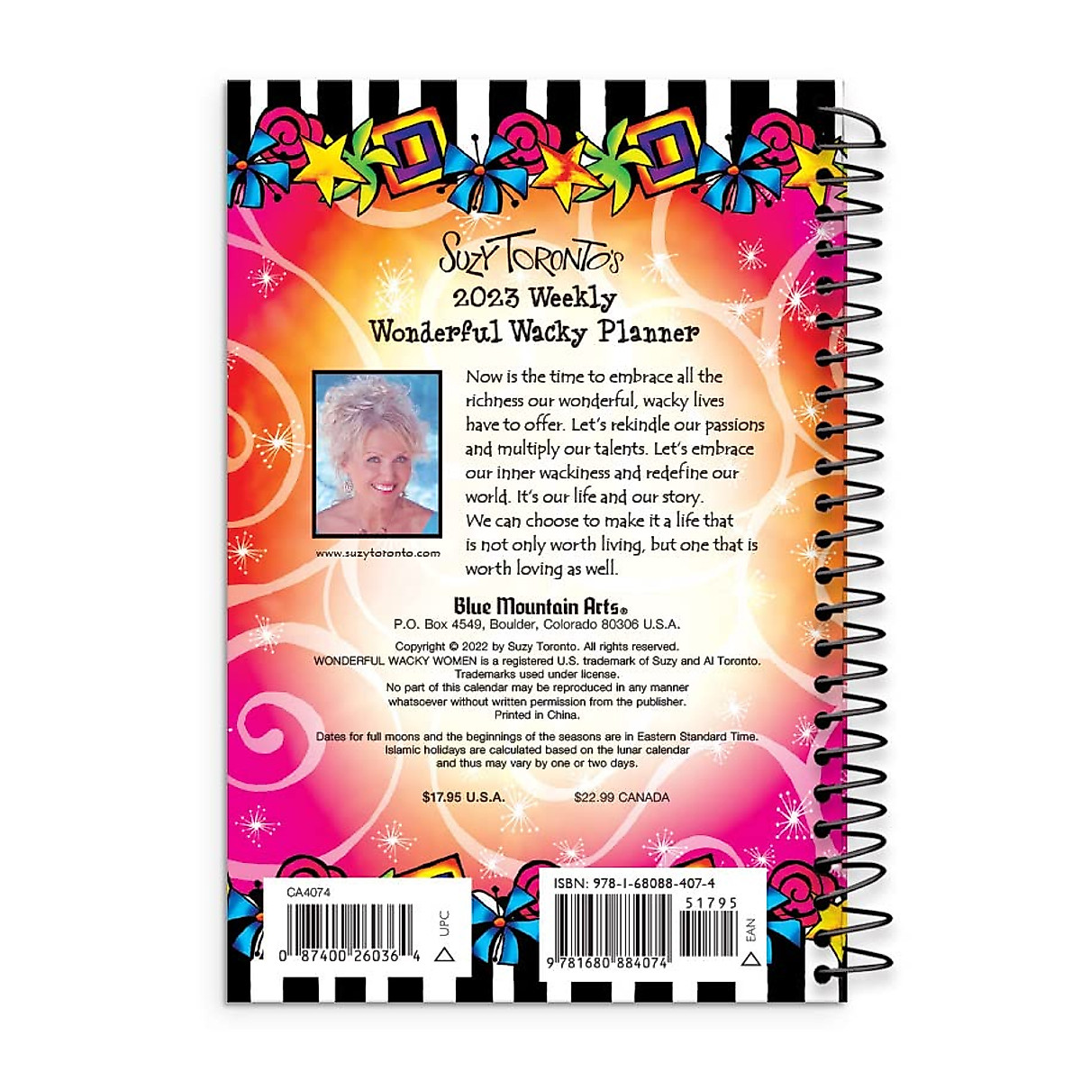 2023 Weekly & Monthly Planner “My Wonderful, Wacky Plans for a Life Worth Truly Loving!” 8 x 6 in. Spiral-Bound Date Book for Her by Suzy Toronto with Motivational Messages—from Blue Mountain Arts