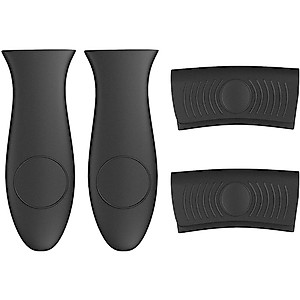 4 Pack Silicone Hot Skillet Handle Holder and Pot Holders Cover Sleeve, Heat Resistant Cast Iron Potholder Protectors Grip, Anti-Spill Non-Slip Cookware Handles for Pans,Oven