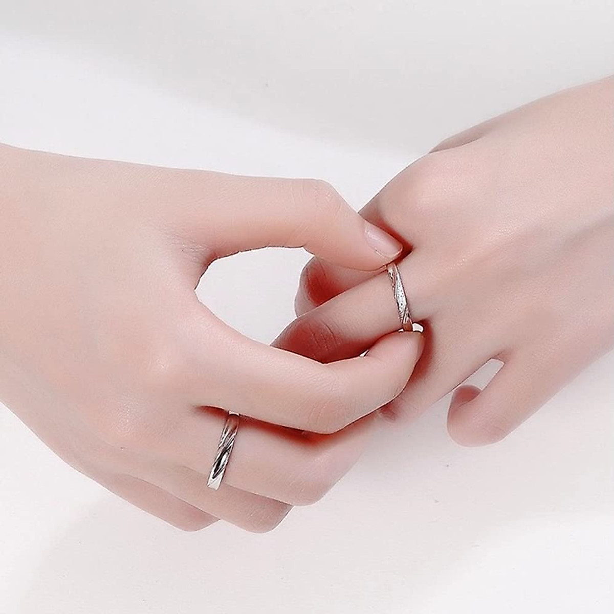 Cathay Select [New] Sterling Silver 925, Couple Rings Set, Adjustable Matching Rings, I Love You Wedding Relationship Promise Rings