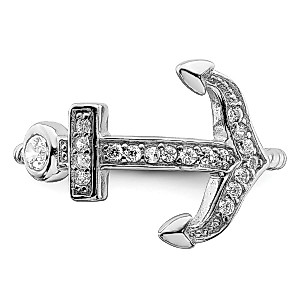 IceCarats 925 Sterling Silver Cubic Zirconia CZ Anchor Ring Size 8