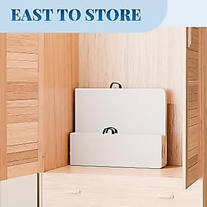 HLPB Folding Table Picnic Table Set, 6 ft Camping Table with 2 Benches, Outdoor Indoor Portable Folding Table for Working Meeting Parties, Camping, Picnic, Weddings w/Handle and Safety Locks, White