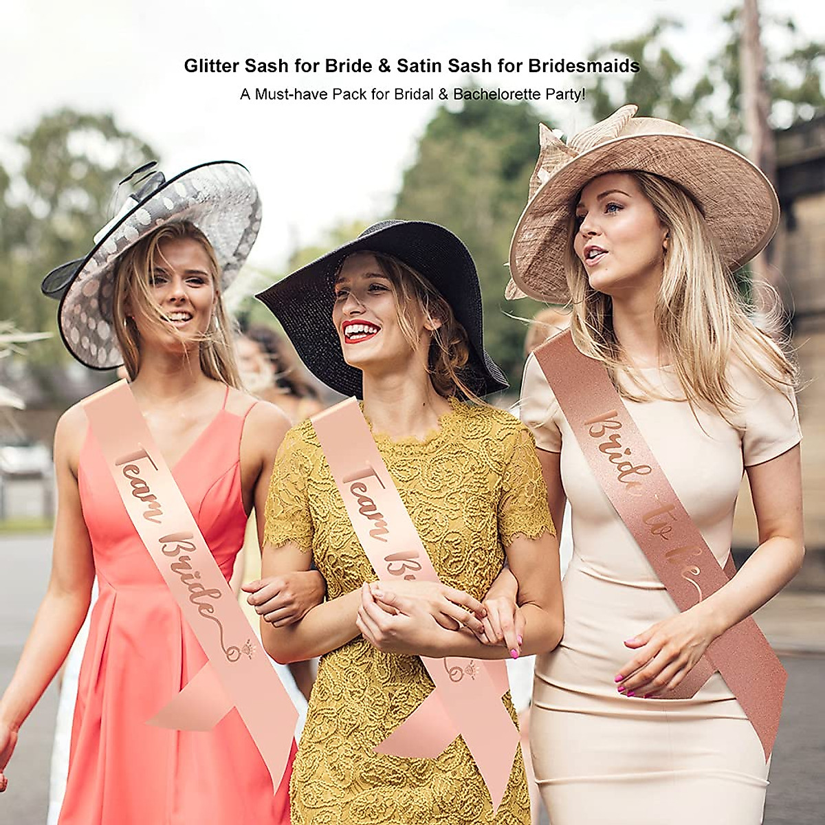 Bachelorette Party Decorations Kit, Bridal Shower Gift Supplies, Rose Gold Bride to Be Bachelorette Sash Veil Crown Tiara for Bride, Team Bride Tribe Sash for Bridesmaids