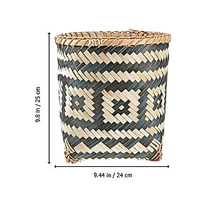 Ipetboom Bamboo Woven Waste Basket: Decorative Trash Basket Farmhouse Round Trash Can Rattan Garbage Bin Wicker Laundry Basket for Bathroom Kitchen Home Office