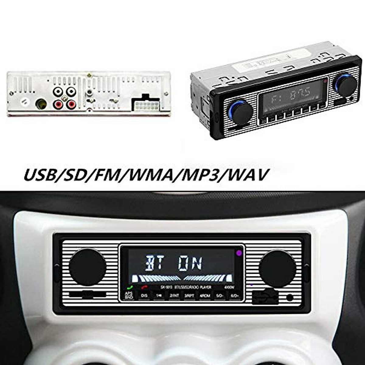Car Stereo for Bluetooth, Retro Car FM Radio Smart Player, Electronic Auto FM Radio Receiver, Hands-Free Calling, Support MP3/WMA/WAV/AUX