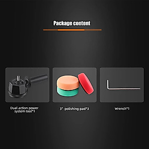 Dual Action Power System Tool, Forced Dual Action Polisher Adapter Detailing Tool with 3Pcs Polishing Pads For Cordless Drill for Car Polishing, Buffing, Waxing and Compounding -DAPSTS3