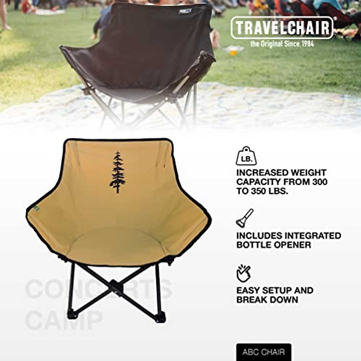 Travel Chair Travelchair-ABC Chair w/Recycled Fabric (2288-RCYCL) Portable Outdoor Furniture, Repreve, Brown