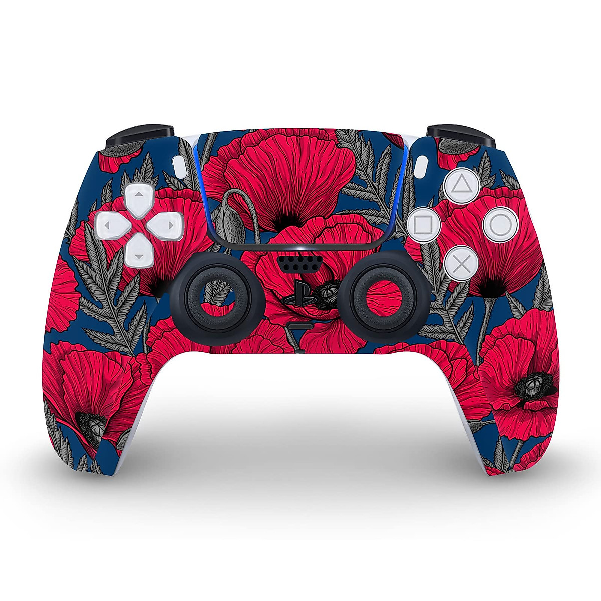 Head Case Designs Officially Licensed Katerina Kirilova Night Poppy Garden Patterns Vinyl Faceplate Gaming Skin Decal Compatible With Sony PlayStation 5 PS5 Disc Edition Console & DualSense Controller